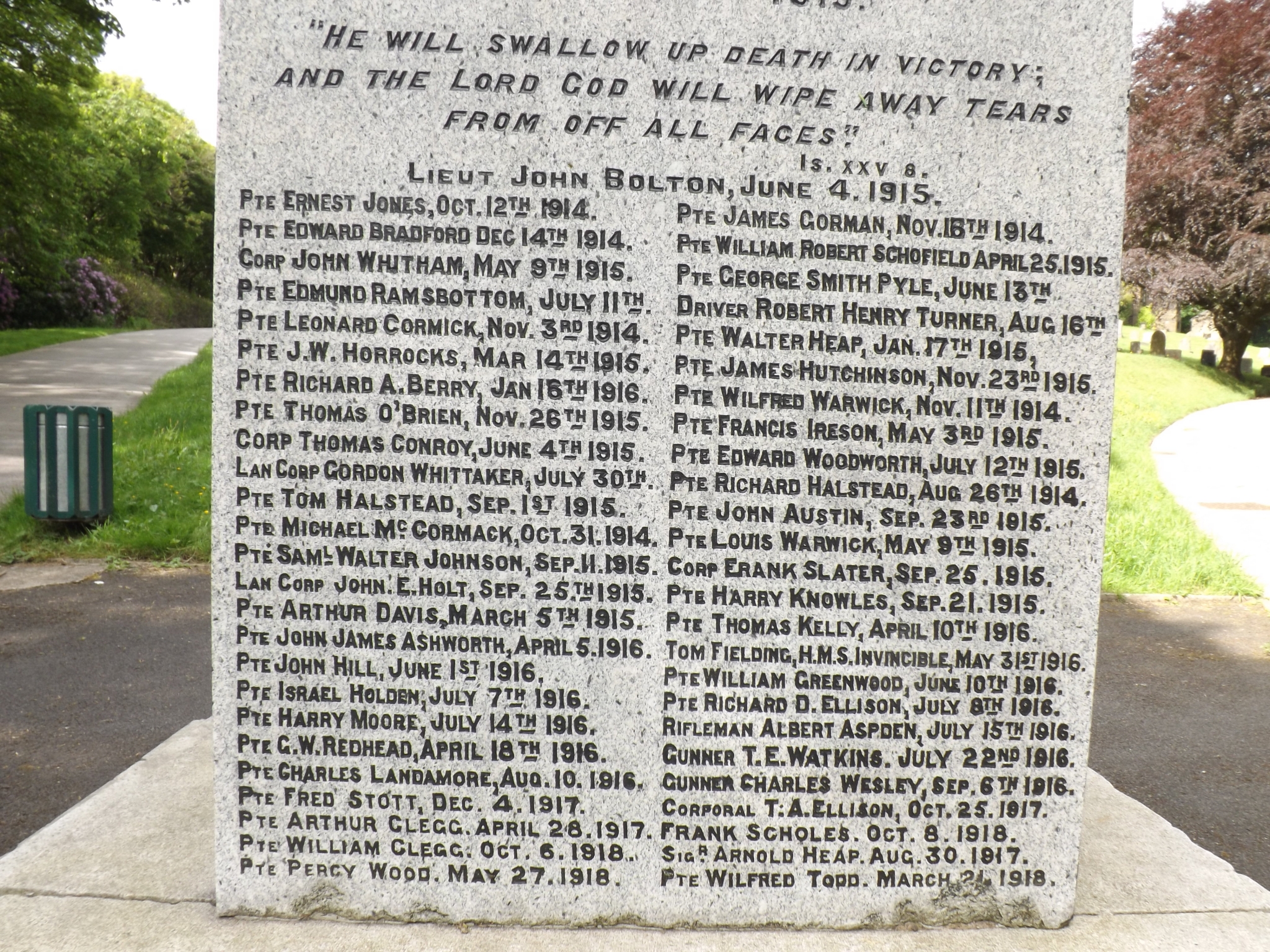 Rawtenstall Municipal War Memorial - War Memorials Online